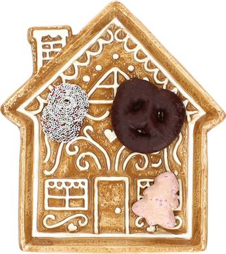 MamboCat Lebkuchenhaus Teller I Steingut hellbraun mit wei&szlig;er Lasur I Weihnachtlicher Geb&auml;ck- & Servierteller in Hausform mit Schornstein I Advent & Weihnachte