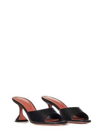 Amina Muaddi Womens Slipper Heels Lupita 70 Black Suede Sandal