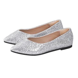 Generic Ballerines Femme Plates &agrave; Paillettes Bout Pointu Mocassins De Ballet sans Lacets &Eacute;l&eacute;gant Scintillantes Chaussures De Marche pour Robe De Banquet Maria