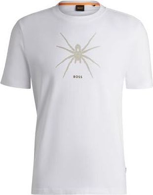 BOSS Hommes Te Spiderbat T-Shirt à col Rond en Coton avec imprimé de la Saison