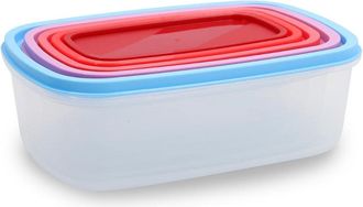 Quid Habitat Set mit 5 rechteckigen Behältern, Kunststoff, 45 cl, 70 cl, 100 cl, 150 cl, 200 cl, Polypropylen, mikrowellengeeignet, gefriergeeignet, BPA-fr