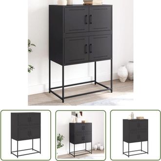 vidaXL Sideboard Schwarz 68,5x38,5x107 cm Stahl - Industrielles Sideboard - Sideboard Schwarz - Metallschrank - Regal Schwarz - Wohnzimmerschrank - The
