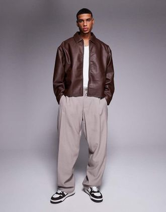 Asos Veste en similicuir - Marron