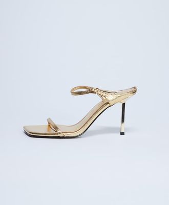 Topshop Sally - Sandales en 2 parties avec talon m&eacute;tallique - Dor&eacute;