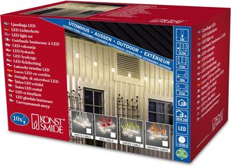 Konstsmide LED Biergartenkette, klar, 10 klare Birnen / 80 warm wei&szlig;e Dioden, 24V Au&szlig;entrafo, wei&szlig;es Kabel - 2378-102