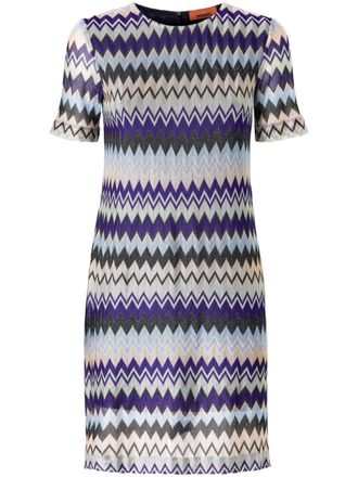 Missoni robe en maille à motif zigzag - Bleu