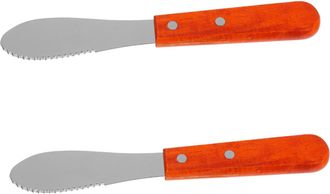 Pretyzoom 2st&uuml;cke Teiliges Edelstahl Buttermesser Mit Holzgriff Wellenschliff Spachtel F&uuml;r Sahne K&auml;se Und Dessert Dekoration Langlebig Und Leicht Zu Reinigen