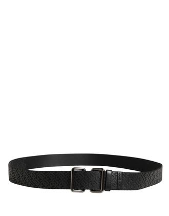 Dolce & Gabbana Men Black Dg Logo Polyester Metal Buckle Belt Calf