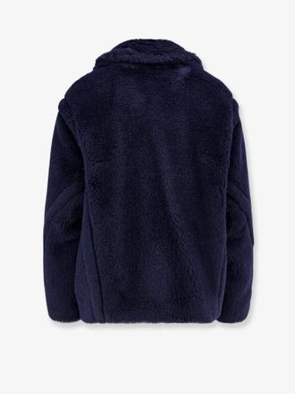 Max Mara Womens Fur Jacket Alpaca-Wool Blue