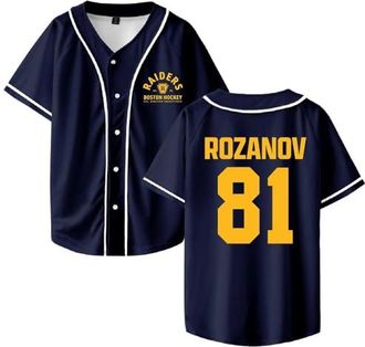 Generic Heated Rivalry Rozanov 81 Merch Baseball Jersey Shirt Col V Unisexe Manches Courtes Streetwear V&ecirc;tements, bleu marine, M
