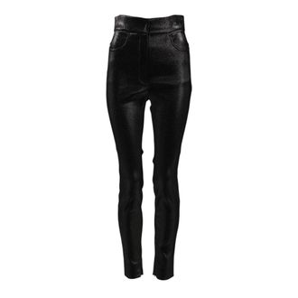 Dolce & Gabbana Schwarze Skinny Baumwollhose mit Lurex - - Trousers - Damen - Schwarzk - S