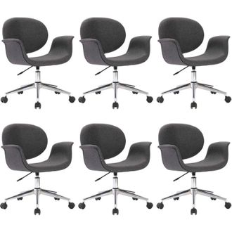 vidaXL Drehbare Esszimmerst&uuml;hle 6 Stk. Grau Stoff vidaXL