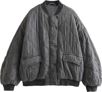 Generic Vestes pour femmes 2026 veste ample rembourr&eacute;e de couleur unie, gris, XS