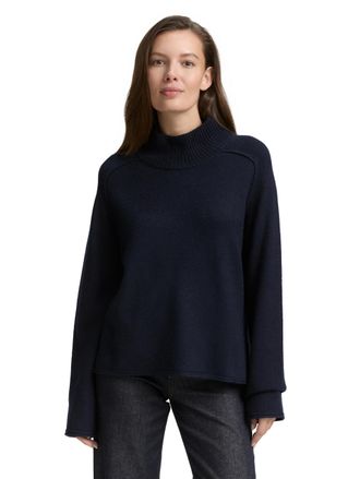 Tom Tailor Damen 1047703 Loose Fit Strickpullover mit Stehkragen, 11019-Lunar Eclipse, M