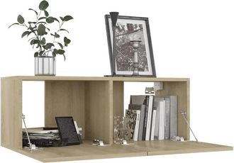 Generic TV Schrank mit 2 Klappt&uuml;ren, TV M&ouml;bel, H&auml;ngeboard, Lowboard, Fernsehschrank, Fernsehtisch, Sideboard, Holzwerkstoff(Wei&szlig; 80x30x30cm) (80x30x30cm)