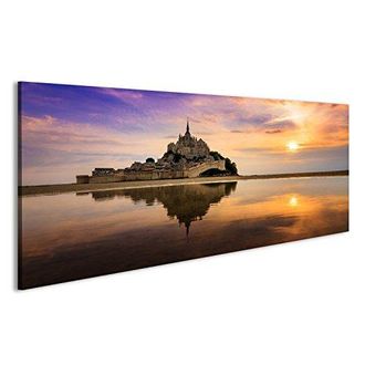 Islandburner Tableau sur toile Belle vue sur le monument historique Le Mont Saint-Michel en Normandie, en France, un site du patrim Tableaux, Image, Poster JWO
