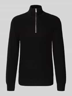 Mc Neal Slim Fit Strickpullover aus reiner Baumwolle mit Troyer-Kragen