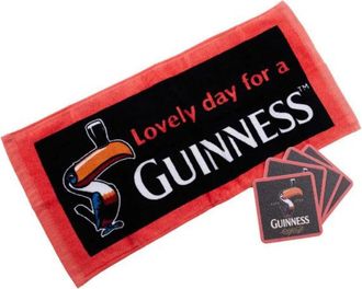 Guinness Tukan Barhandtuch und 10 Untersetzer