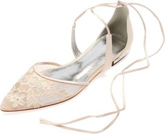 Generic Chaussures &Agrave; Talon Plate De Mariee Femme Chaussure Mari&eacute;e Mariage Robe Soir&eacute;e Confortable Plates 1.8Cm,Champagne,40 EU