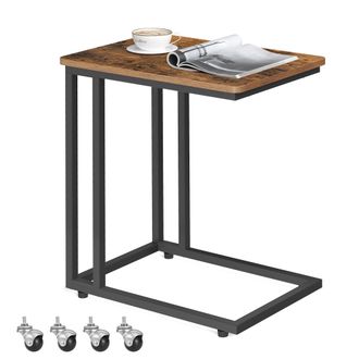 Vasagle Beistelltisch, Sofatisch mit Rollen, C-Form, mobiler Kaffeetisch, 35 x 50 x 60 cm, Wohnzimmertisch mit Metallgestell, f&uuml;r Kaffee und Laptop, Industrie