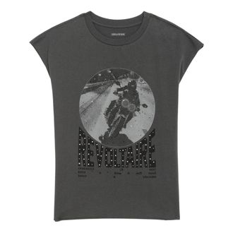Zadig&Voltaire Cloe HC Photo Moto Strass - - Tops - Damen - Grau - M