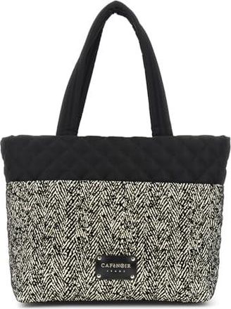 Caf&egrave;noir Sac De Courses En Nylon Matelass&eacute; Avec Imprim&eacute; Floqu&eacute;, Pour Femme, Couleur Beige, Taille Taille Unique