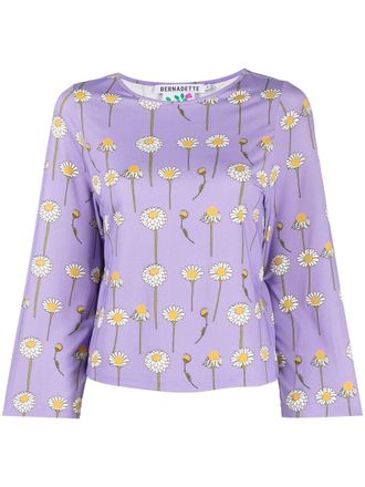 Bernadette T-Shirt mit Margeriten-Print - Violett