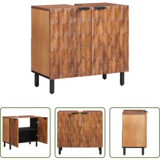 vidaXL Holz Schrank - Waschbeckenschrank Braun 62 x 33 x 58 cm Massivholz Mango