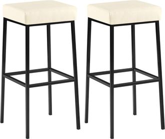 Clp 2er Set Barhocker Montreal Kunstlederbezug creme schwarz