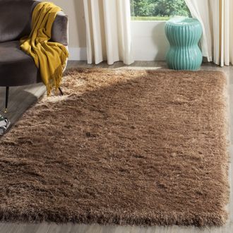 Safavieh Zottelig Teppich f&uuml;r Wohnzimmer, Esszimmer, Schlafzimmer - Venice Shag Collection, Hoher Flor, Taupe, 91 X 152 cm