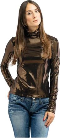 Patrizia Pepe Femme, Tops, Brun, Taille: 36 FR Blouse en ac&eacute;tate avec design &eacute;l&eacute;gant