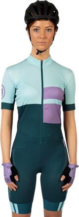 Endura Radfahr-Trikot f&uuml;r Damen, Stehkragen, Athletisch, Schmal, kurz&auml;rmlig (Veilchen)