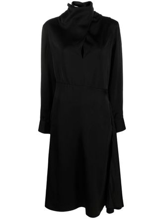 Jil Sander robe &eacute;vas&eacute;e &agrave; manches longues - Noir