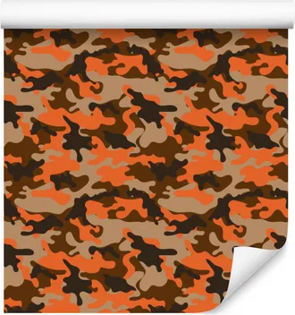 OEM Carta Da Parati Mimetica Militare Arancione, Ruggine E Oro 50x1000 Cm