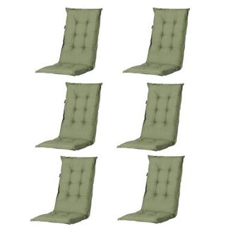 Madison New York Lot de 6 coussins de chaise &agrave; dossier haut, pour int&eacute;rieur/ext&eacute;rieur, confortables et &eacute;l&eacute;gants, pour chaises en bois, acier ou plastique, vert, PHOSA0