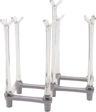 BESPORTBLE Faltbarer Ausziehbarer Kelchhalter f&uuml;r Weingl&auml;ser und Teller Stabiles Platzsparendes Aufbewahrungsregal in Hellgrau Nordischer Stil f&uuml;r K&uuml;chenorganisa