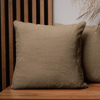 MG Design 2er Set Kissenbezüge 45 x 45 cm in Beige - mit Reißverschluss, langfloriges Kunstfell, extra weich & Cosy, pflegeleicht