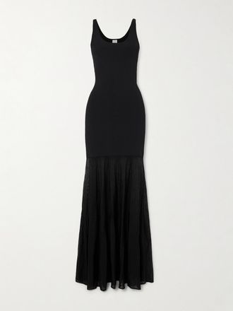 Toteme Maxikleid Aus T&uuml;ll Und Jersey - Schwarz