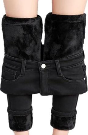 Generic Jeans 2026 doubl&eacute;s en polaire pour femme, taille haute, pantalon dhiver moulant, pantalon chaud en flanelle denim, legging thermique extensible avec p