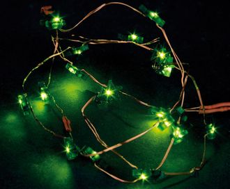 Hellum LED Kupfer-Lichterkette, Tannenbaum, 20 grüne LEDs, 100 cm Lichtlänge, Kabelfarbe Kupfer, Indoor, batteriebetrieben (2AA), 570847