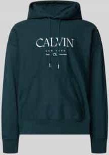 Calvin Klein Hoodie mit Label-Print und K&auml;nguru-Tasche