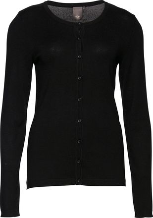 Ichi IHMAFA Round CA Damen Strickjacke Feinstrick Cardigan Strickcardigan Feinstrickjacke mit Knopfleiste Slim-Fit, Gr&ouml;&szlig;e:2XL, Farbe:Black (10001)