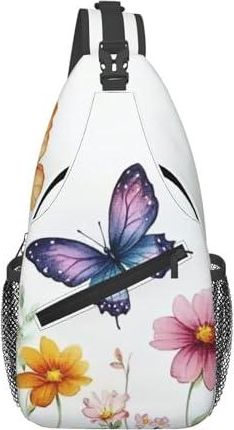 Generic Sac &agrave; bandouli&egrave;re &agrave; motif fleurs et papillons pour homme