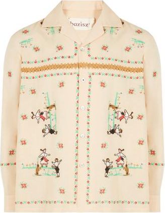 Baziszt Chemise Joy of living en coton m&eacute;lang&eacute;