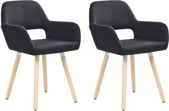 Beliani Beliani - Esszimmerstuhl 2er Set Schwarz Polsterbezug Holzbeine Retro-Stil
