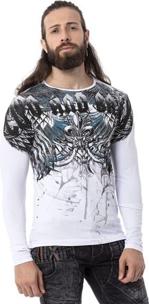 Cipo & Baxx Herren Sweatshirt CL516 Wei&szlig; - Stylischer Pullover im Modernen Streetwear Look mit Rundhals & Print - Bequemer Sweater f&uuml;r Alltag, Freizeit & Party - 