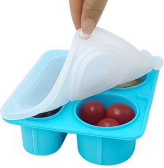 Generico Sghtil Plateau portable pour snacks | Plateau pour fruits, l&eacute;gumes et collations, 3 compartiments r&eacute;utilisables 42 cl en silicone pour camping, voyage