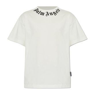 Palm Angels Logo Print T-Shirt - - Tops - Herren - Wei&szlig; - XL