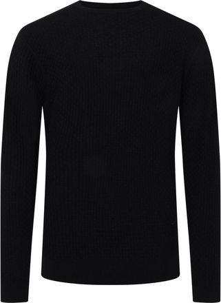Emporio Armani Strukturierter Pullover aus einem Schurwollmix mit O-Neck in