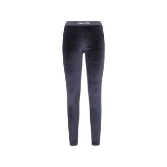 Tom Ford Stretch Gl&auml;nzende Velours Signature Leggings - - Trousers - Damen - Schwarzk - M